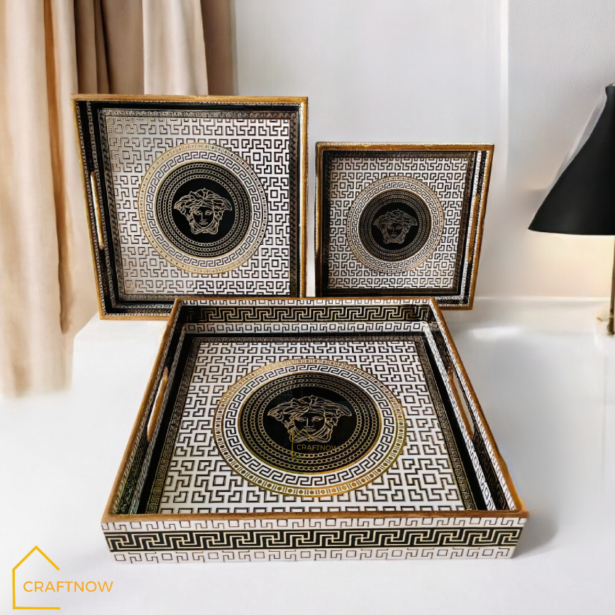 Premium Wooden Square Tray Set of 3 – CRAFTNOW